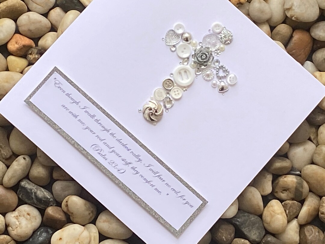Personalised Handmade Cross Sympathy Card, Bible Verse Sympathy Card ...