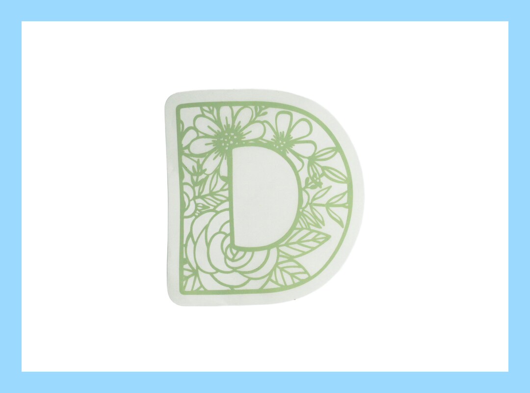 Floral Initial Monogram Vinyl Decal Sticker Personalised Initial Pick ...