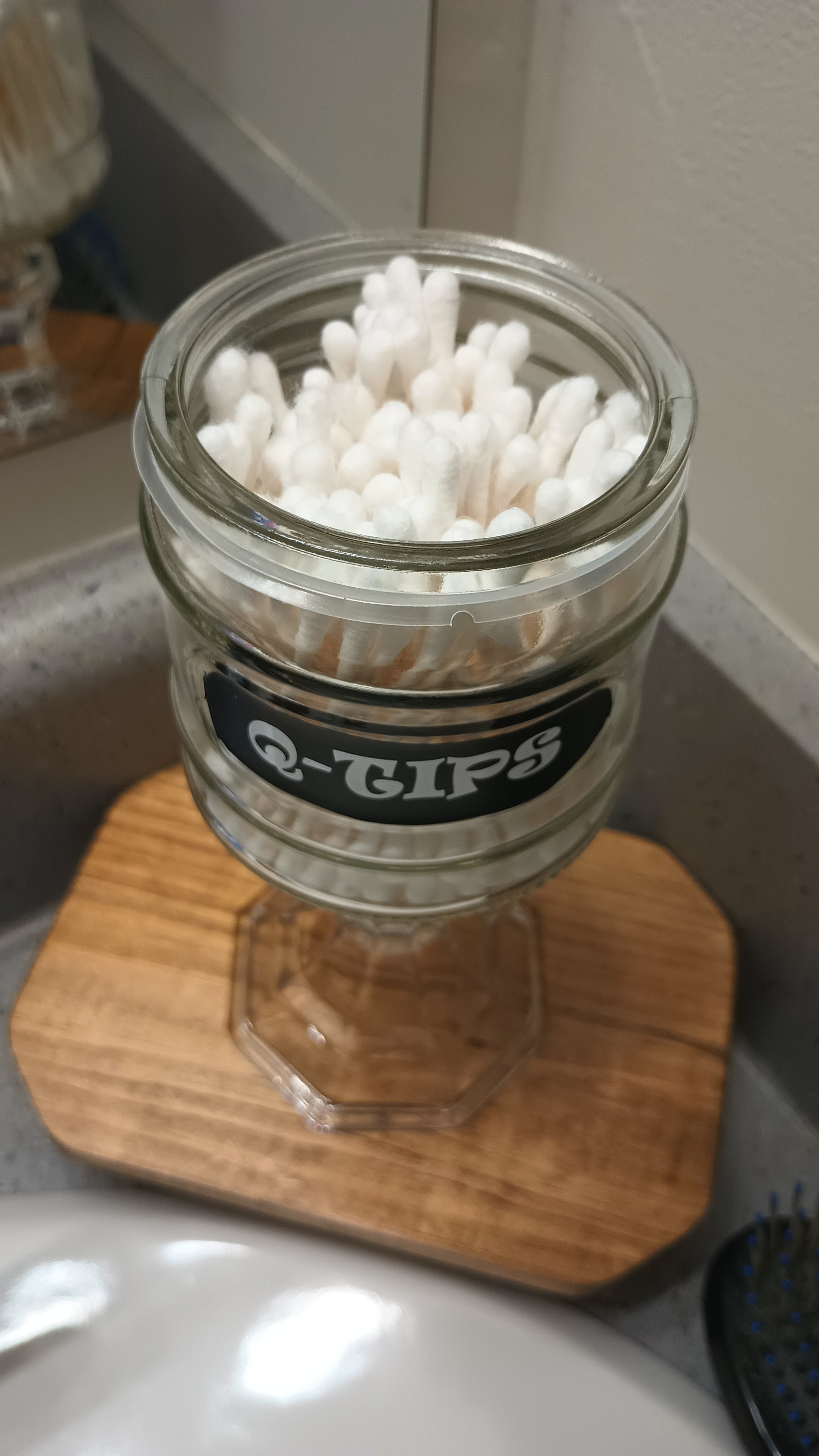 Glass Q-tip Cotton Swab Bathroom Holder With Lid and Knob - Etsy