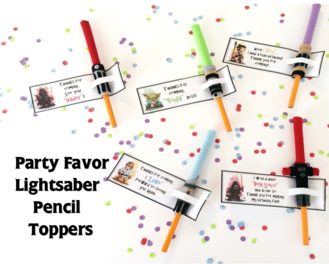 Star Wars Birthday Party Favors Lightsaber Pencil Toppers - Etsy