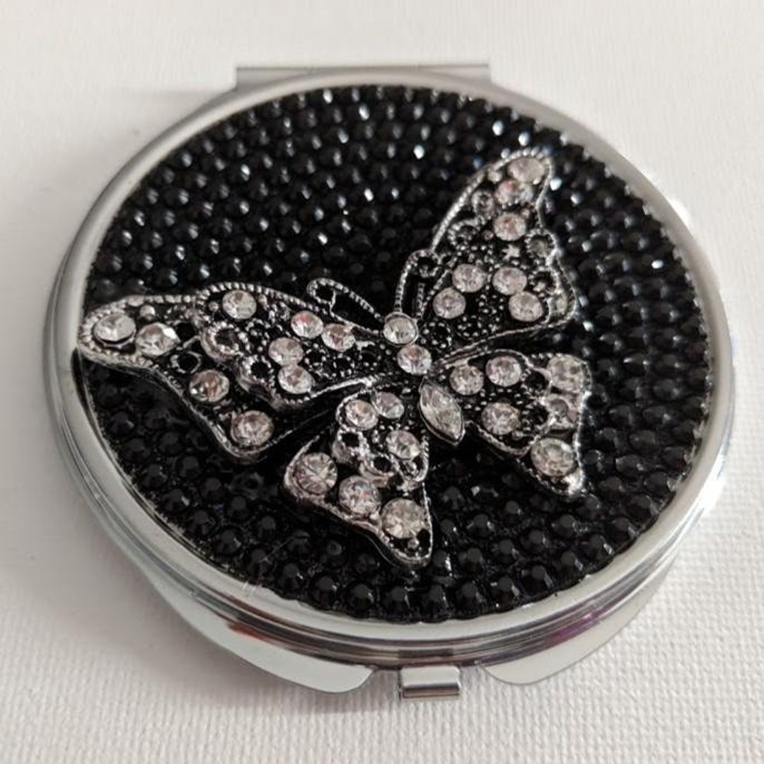 Rhinestone Butterfly Compact Mirror - Etsy