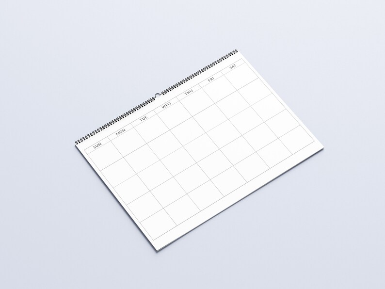 Blank Calendar Printable, Large Undated Calendar, Minimalist Calendar ...