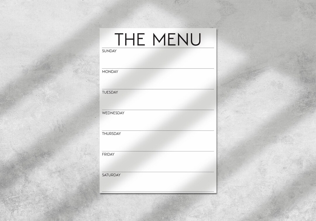 Undated Weekly Menu Planner Printable, Weekly Meal Planning, Minimal ...