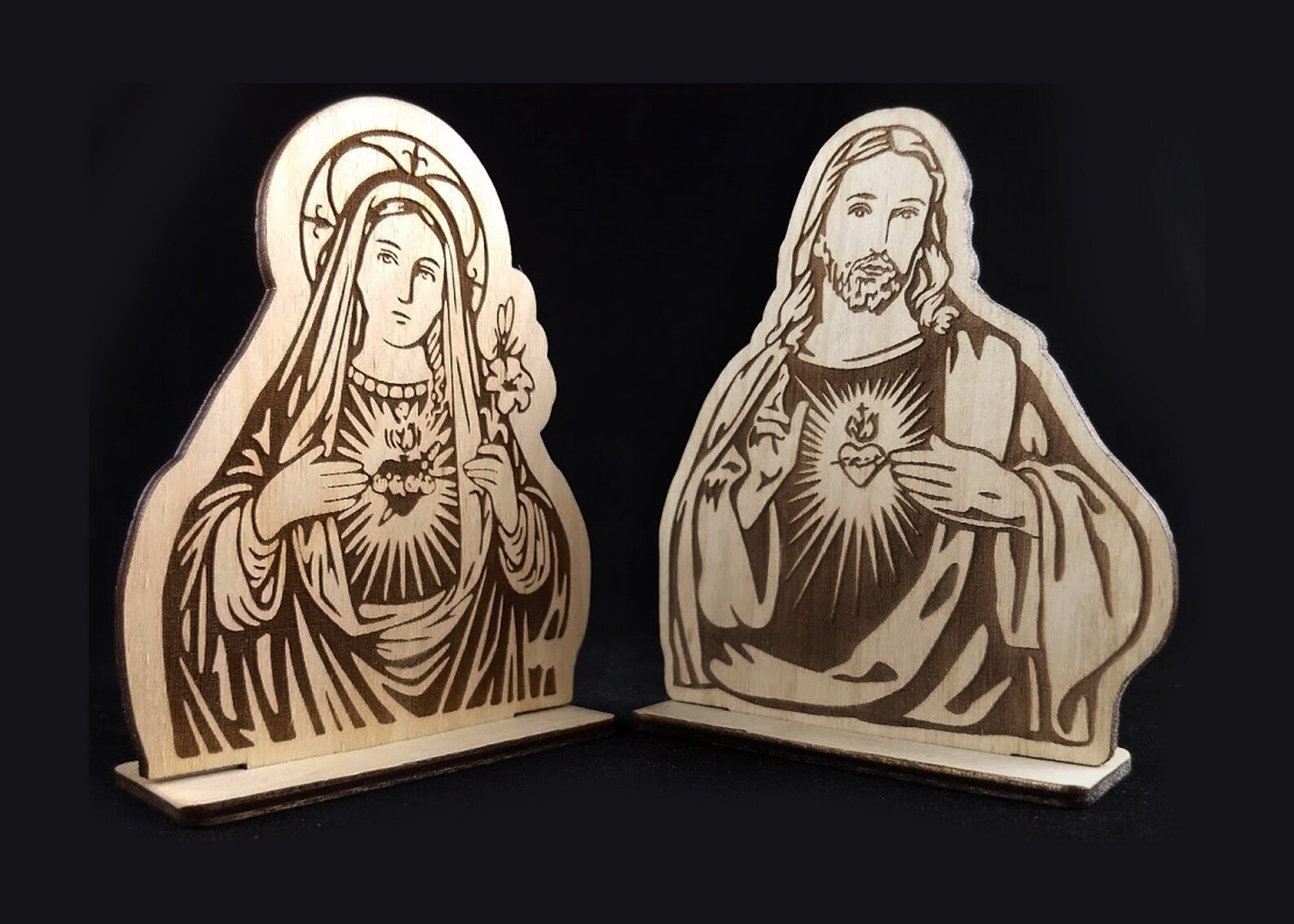 Relcp22 SACRED HEART of JESUS Laser Engraved in Wood - Etsy