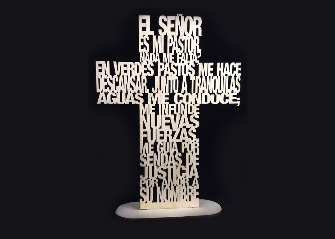 Relcr27 - CRUZ "salmo 23" - Psalm 23 Cross in Spanish, With Base for ...