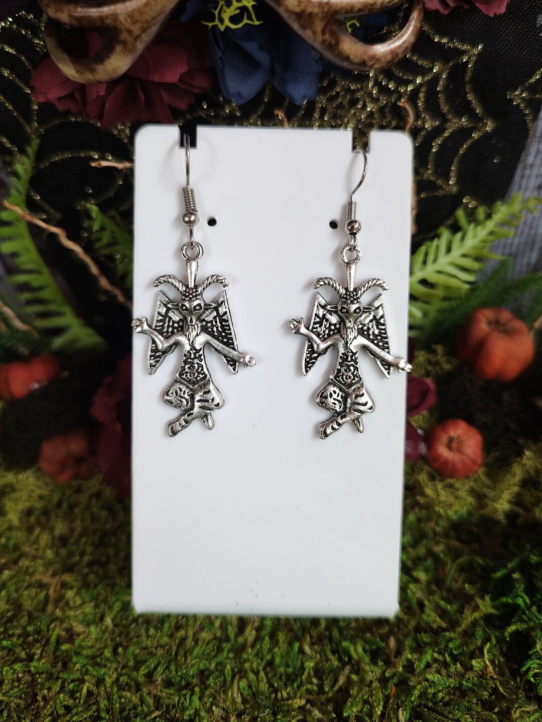 Sitting Baphomet Earrings, Satanist Jewelry, Gothic Satanic Earrings ...
