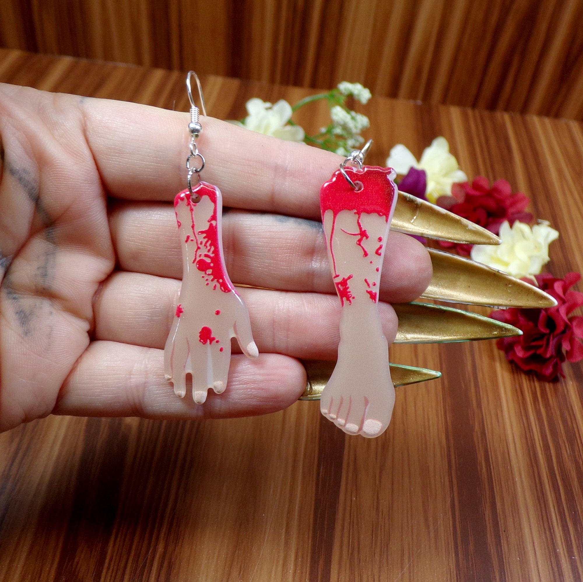 Severed Arm & Leg Earrings, Horror Limb Earrings, Bloody Arm, Bloody ...