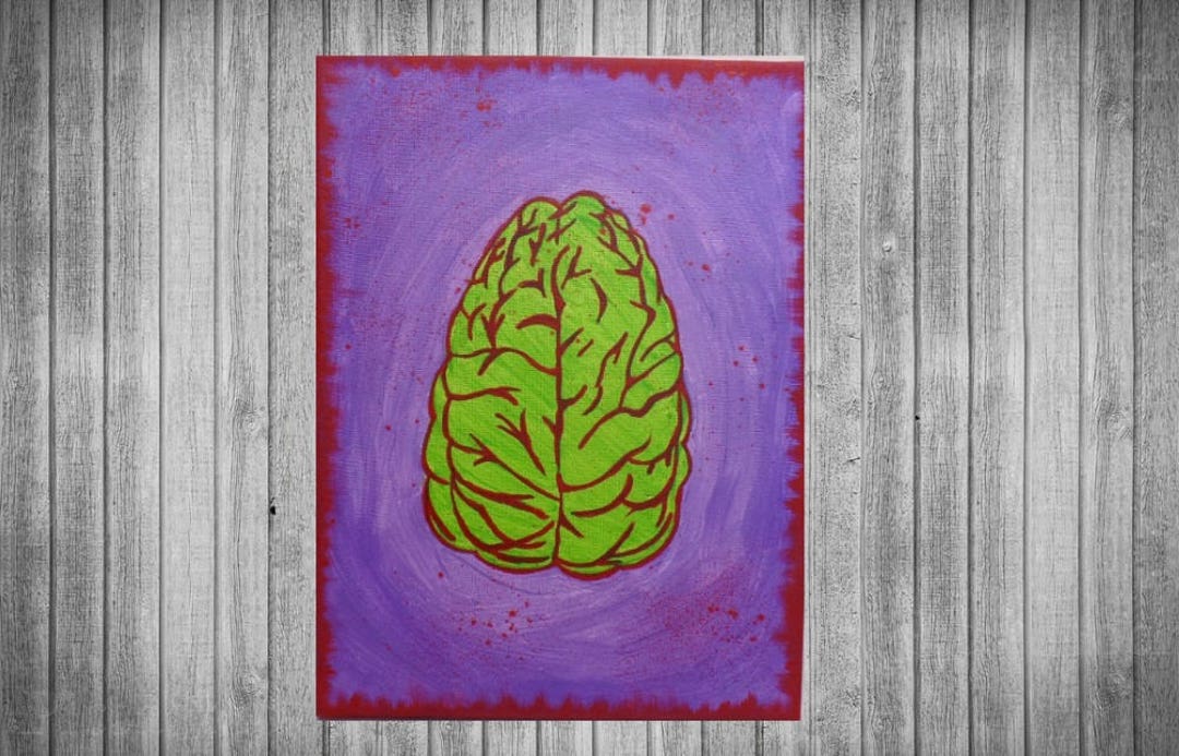 Zombie Brain Horror Art – Original 11×14 Acrylic Painting – Macabre ...