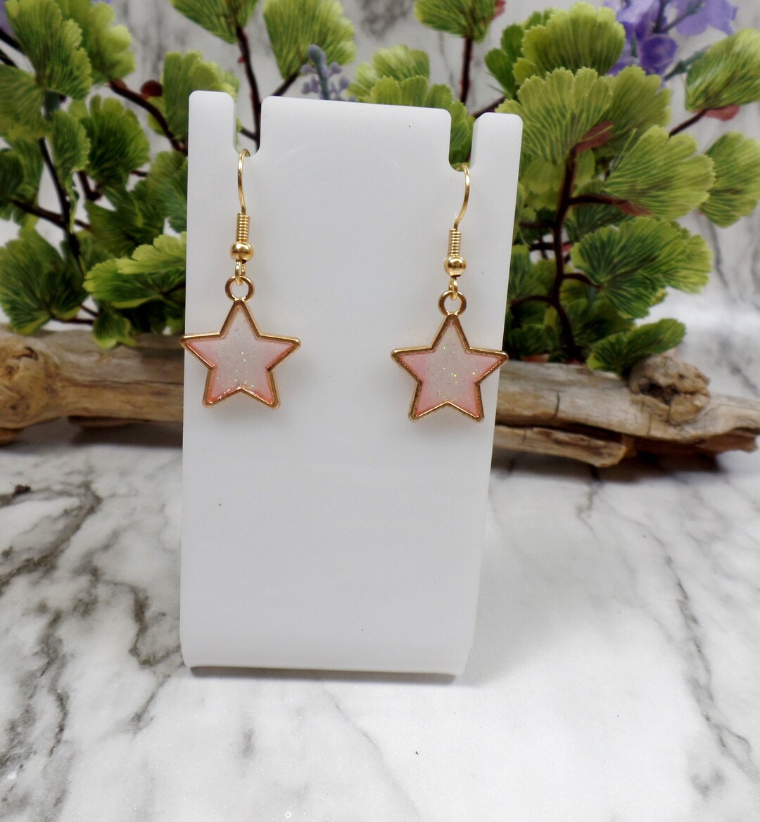 Pink Star Earrings, Celestial Earrings, Pink Earrings, Ombre Star ...