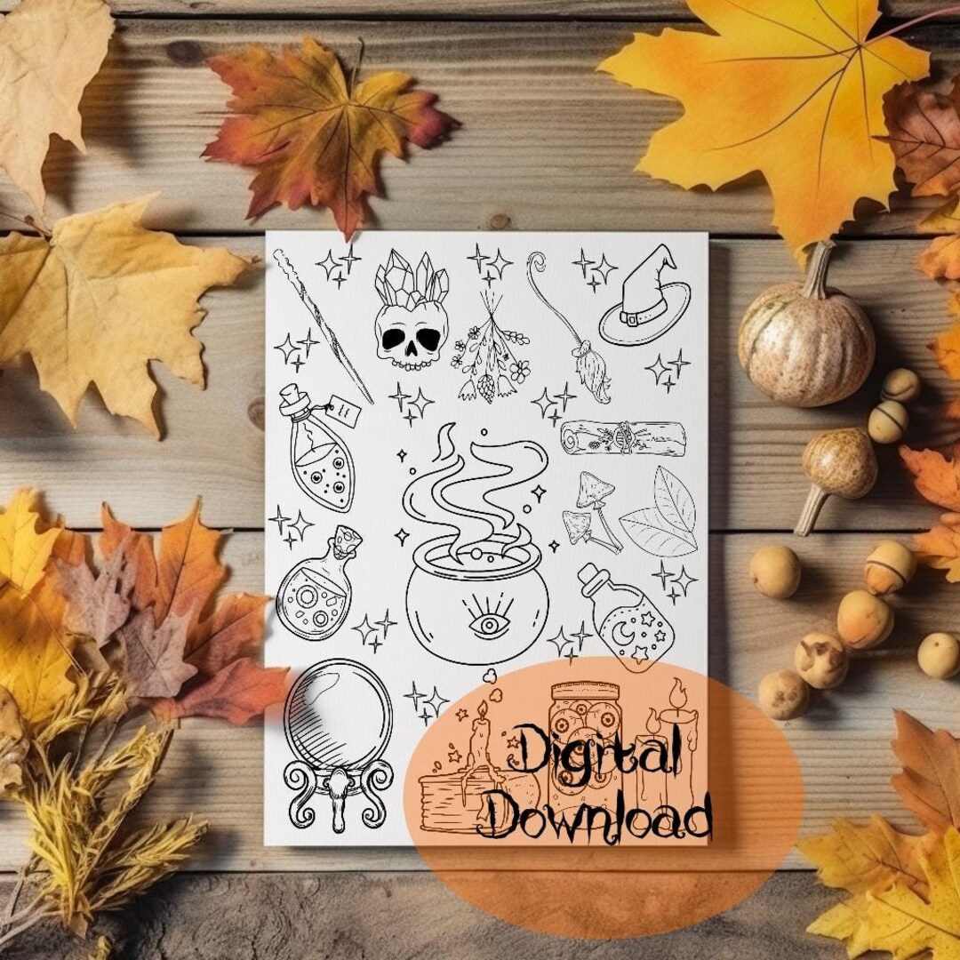 Witchy Vibes Coloring Page - Pagan - Wiccan - Divination - Magickal ...