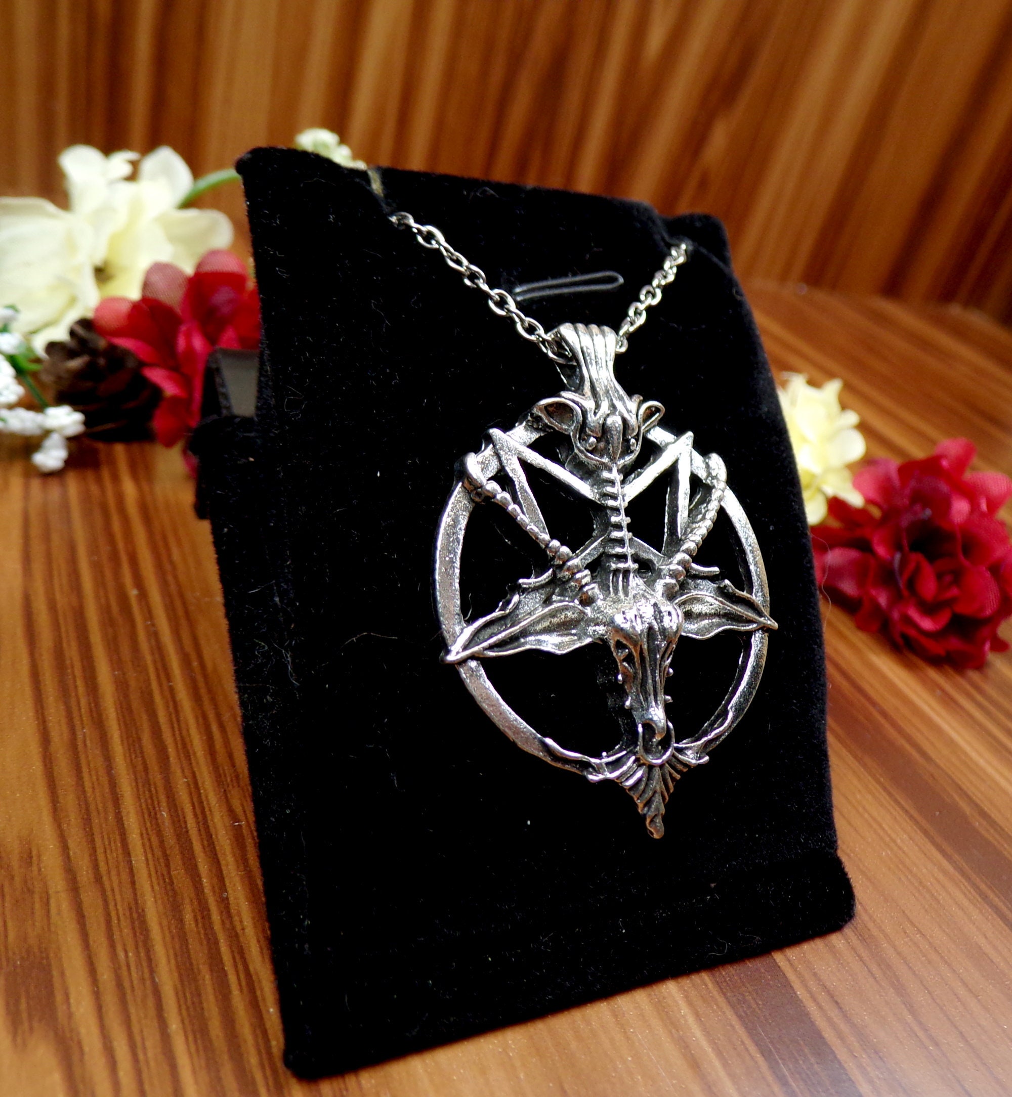 Silver Baphomet Inverted Pentacle Necklace Satanist Necklace - Etsy