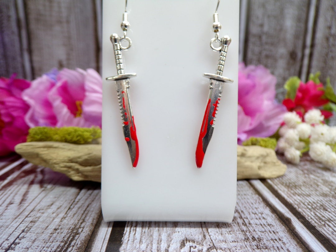 Bloody Hunting Knife Earrings, Cosplay, Horror Earrings, Halloween ...