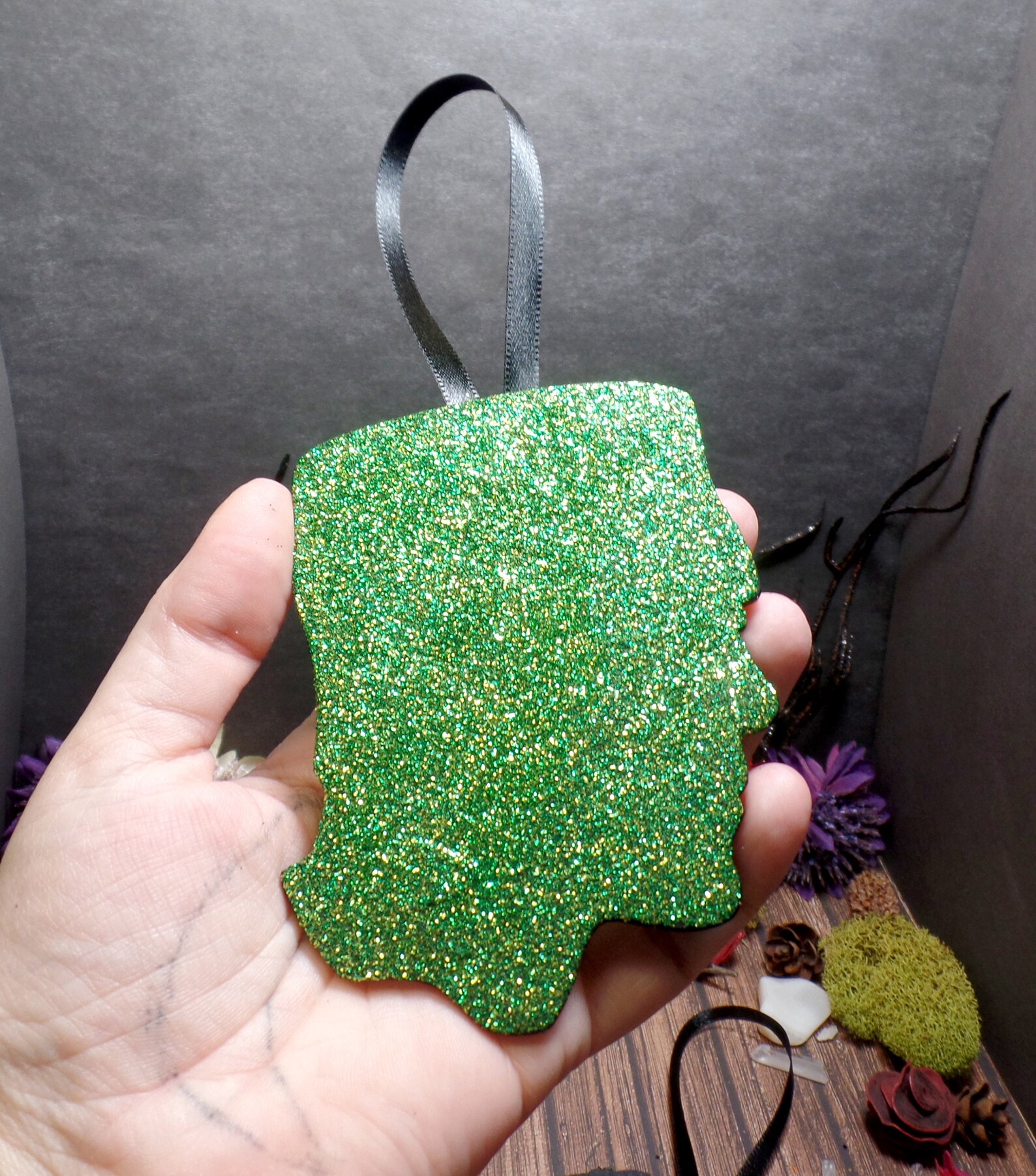 Set of 2 Glitter Monster Ornaments Frankenstein & Bride | Etsy