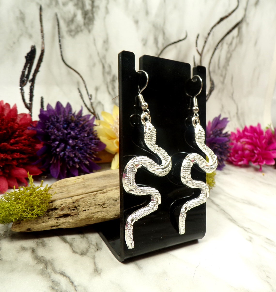 Silver Snake Earrings shiny Snakes Lilith Earrings Animal - Etsy
