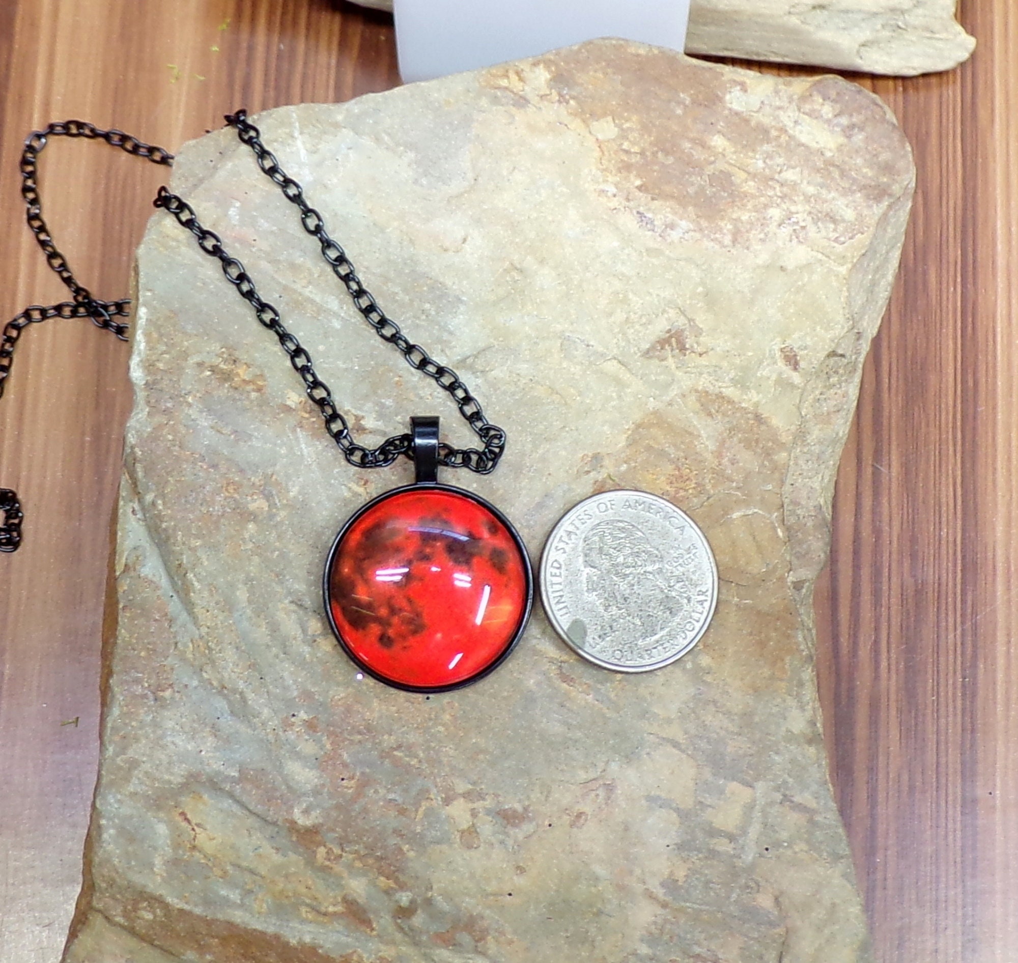 Red Full Moon Necklace Blood Moon Necklace Horror Necklace - Etsy