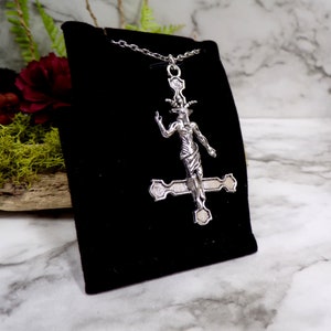 Baphomet Inverted Cross Necklace, Upside Down Cross, Satanic Cross ...