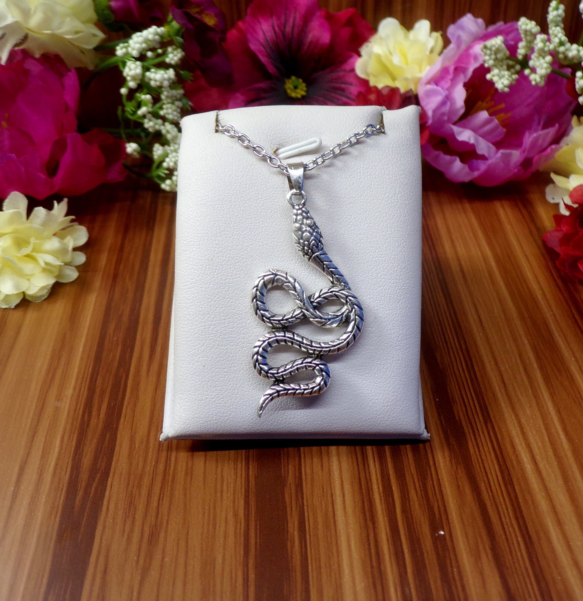 Silver Snake Necklace Slithering Snake Serpent Necklace - Etsy