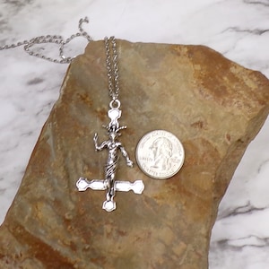 Baphomet Inverted Cross Necklace, Upside Down Cross, Satanic Cross ...