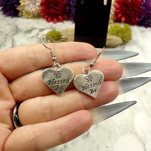 Blessed Be Heart Earrings, Pentacle Heart, Pagan Heart, Pagan ...