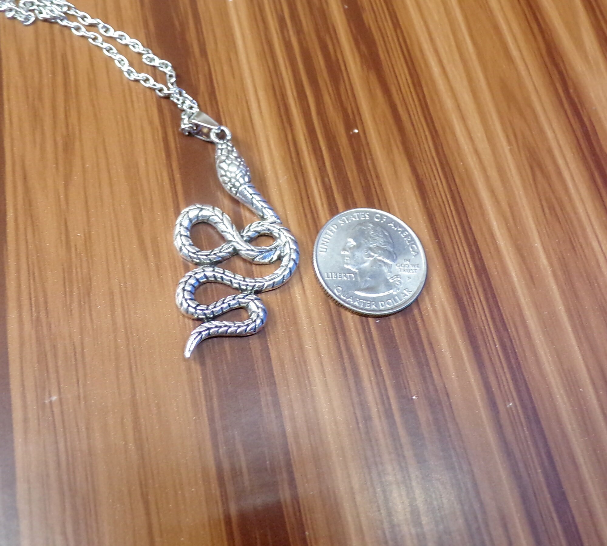 Silver Snake Necklace Slithering Snake Serpent Necklace - Etsy