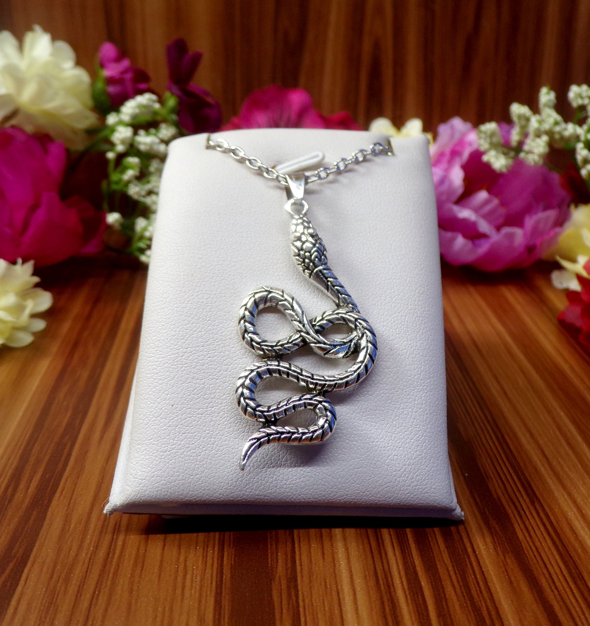 Silver Snake Necklace Slithering Snake Serpent Necklace - Etsy