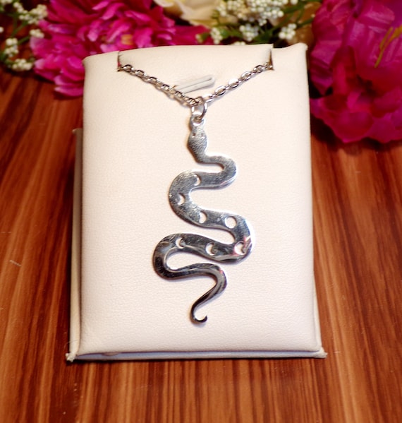 Moon Phase Snake Necklace Lilith Snake Necklace Serpent - Etsy