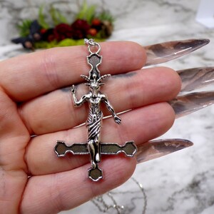 Baphomet Inverted Cross Necklace, Upside Down Cross, Satanic Cross ...
