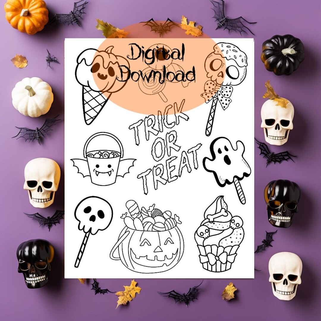 Halloween Coloring Page - Spooky Fun Treats - Trick or Treat ...