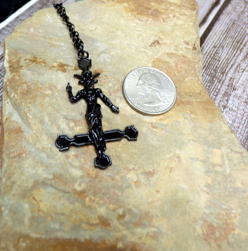Black Baphomet Inverted Cross Necklace Upside Down Cross - Etsy