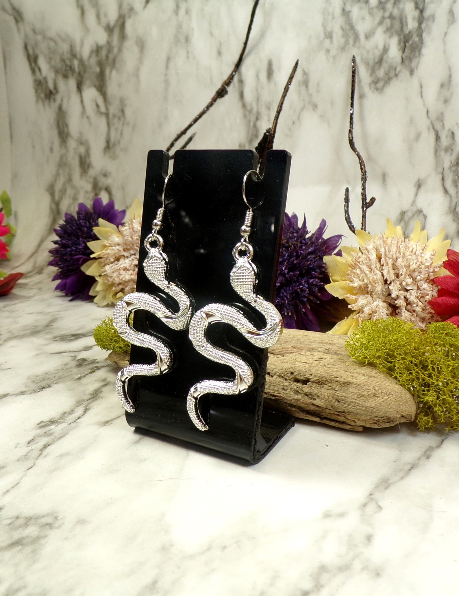 Silver Snake Earrings shiny Snakes Lilith Earrings Animal - Etsy