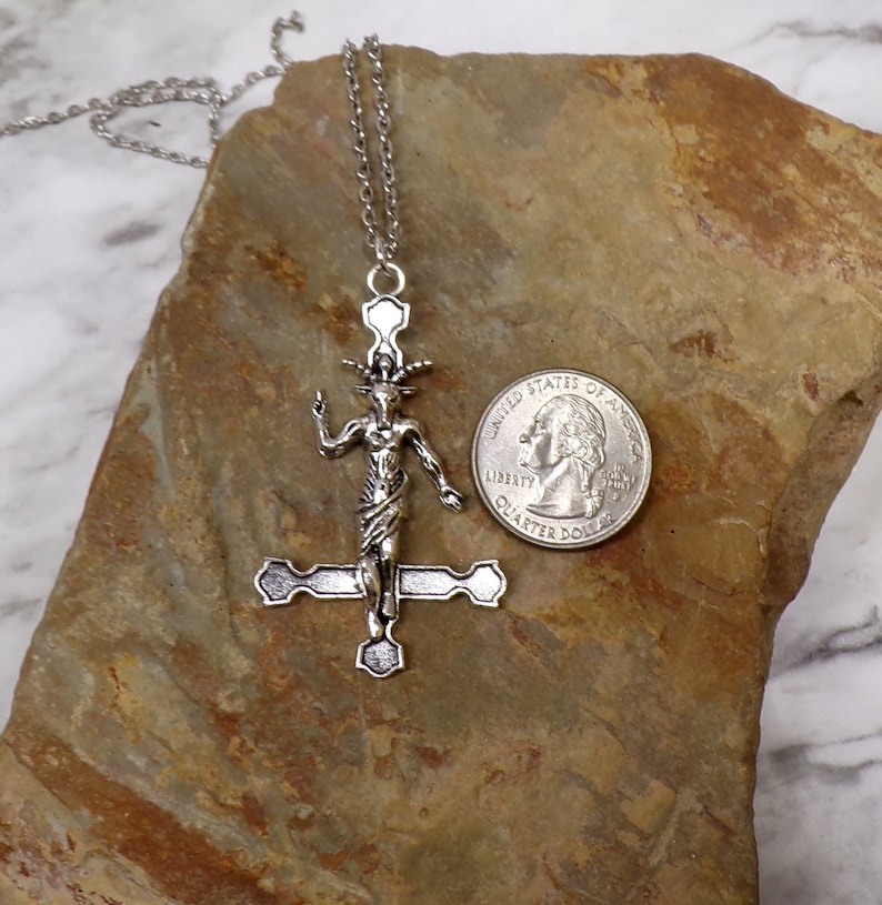 Baphomet Inverted Cross Necklace Upside Down Cross Satanic - Etsy