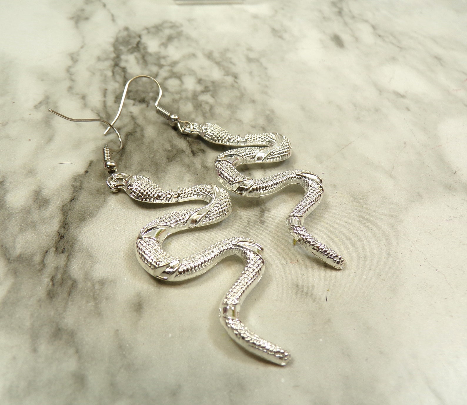 Silver Snake Earrings shiny Snakes Lilith Earrings Animal - Etsy