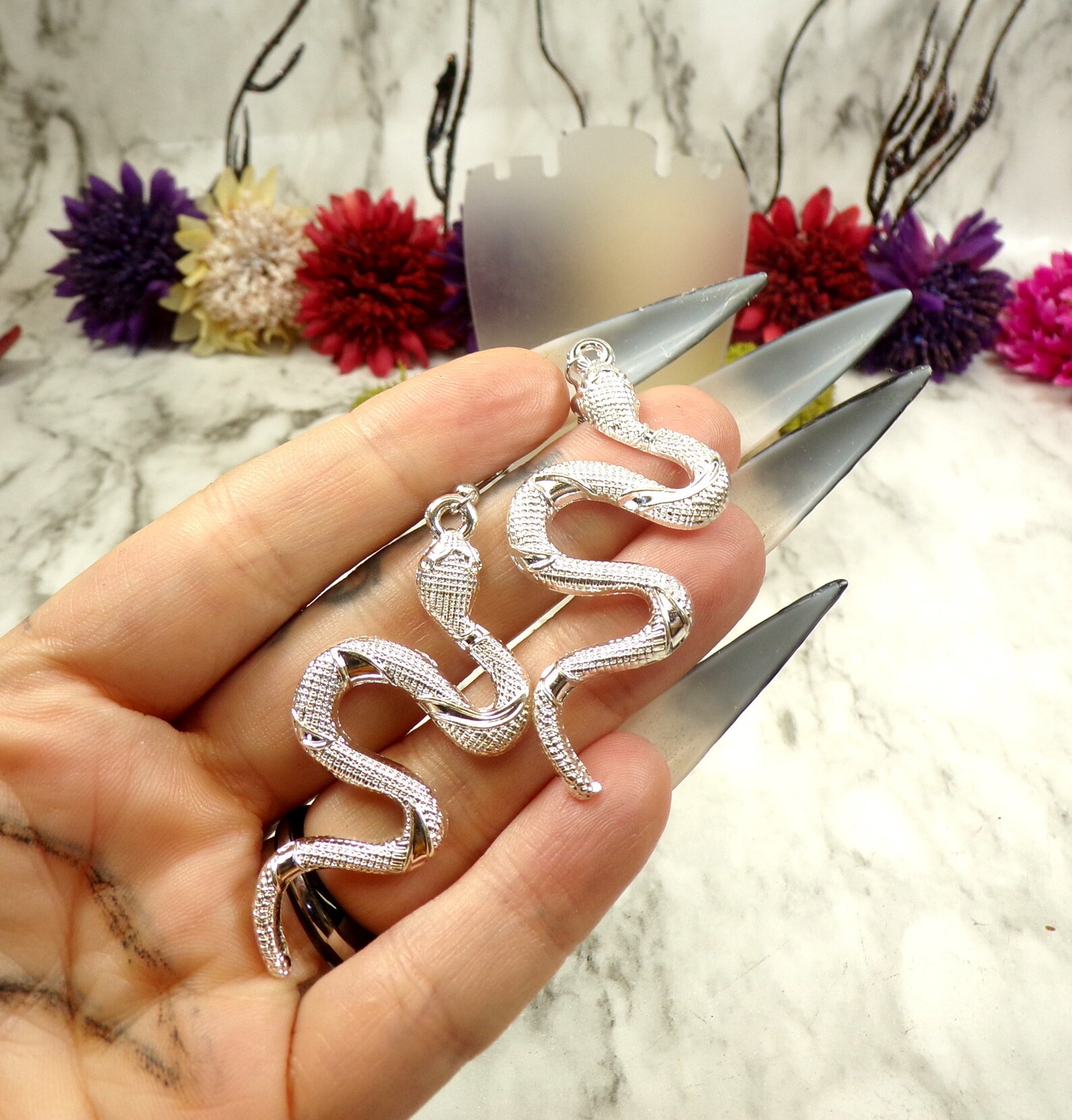 Silver Snake Earrings shiny Snakes Lilith Earrings Animal - Etsy