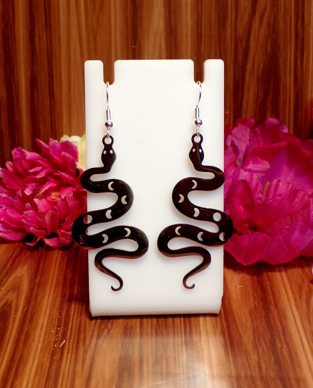Moon Phase Snake Earrings, Lilith Snake Earrings, Serpent Earrings ...