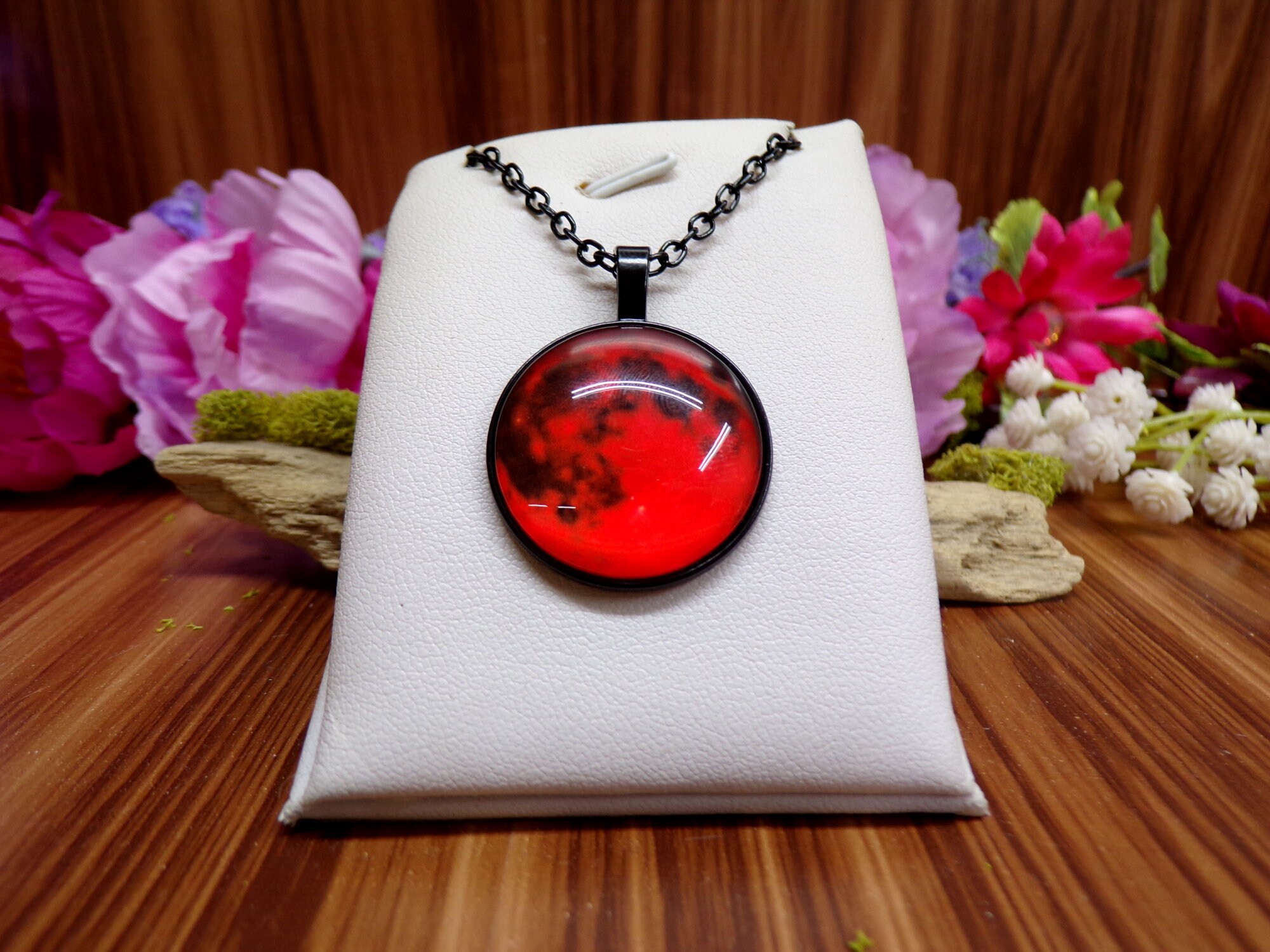 Red Full Moon Necklace Blood Moon Necklace Horror Necklace - Etsy