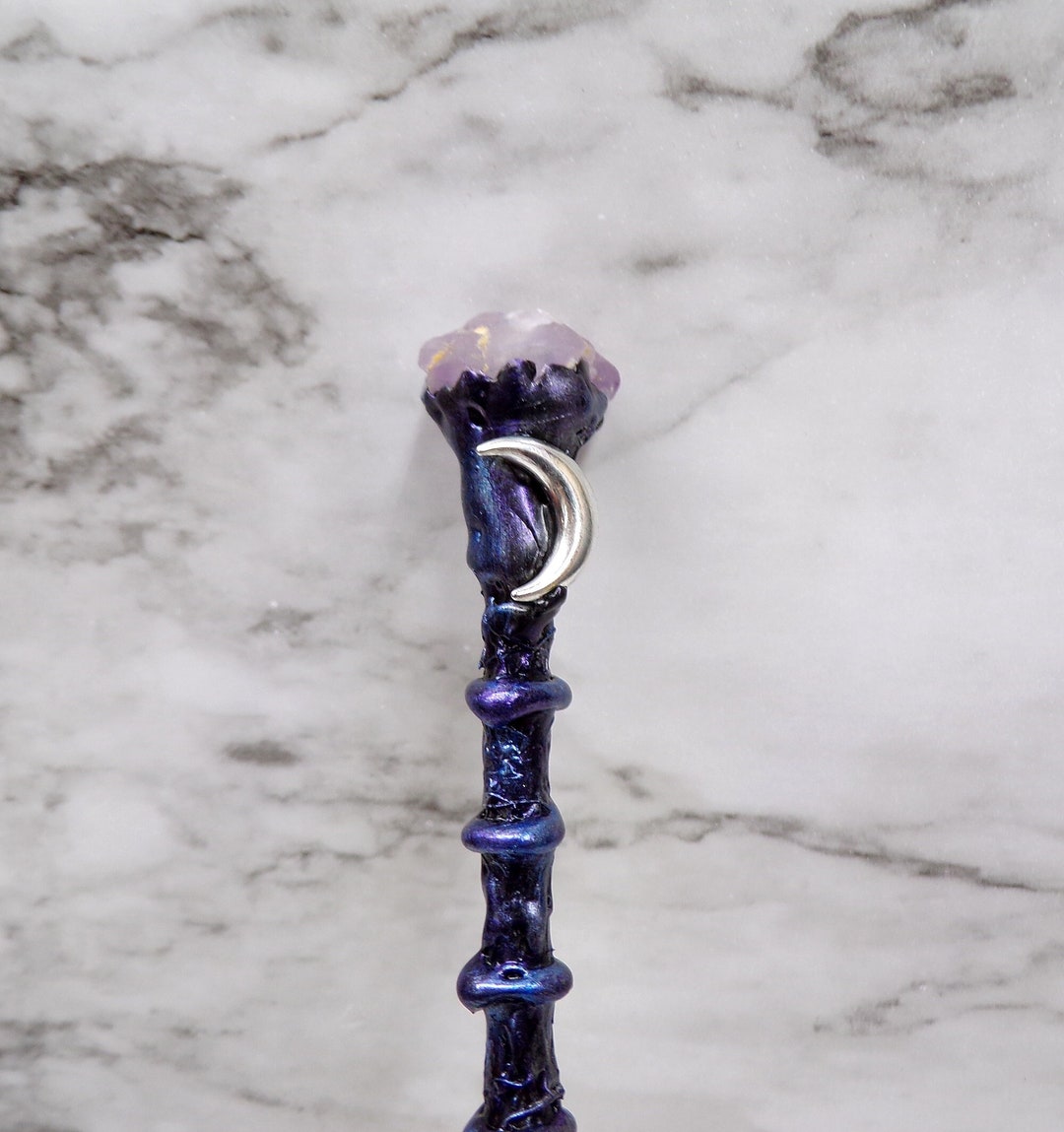 Crescent Moon Amethyst Tip Wand Crystal Wand Gemstone Wand - Etsy