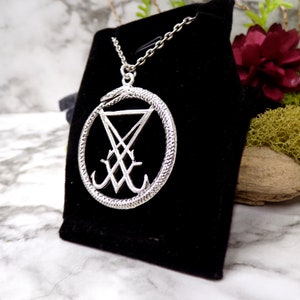Ouroboros Sigil of Lucifer Necklace, Satan Necklace, Gothic Necklace ...