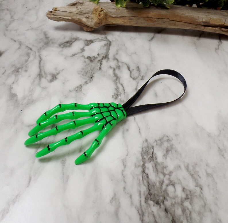 2 Green Skeleton Hand Ornaments, Pastel Goth, Halloween Tree, Christmas ...
