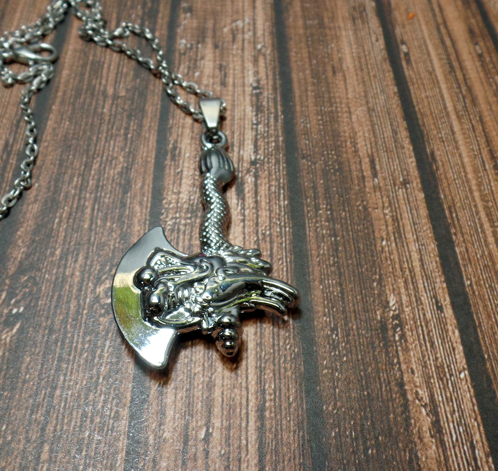 Dragon Battle Axe Necklace, Medium, Dragon Axe Pendant, Medieval Axe ...
