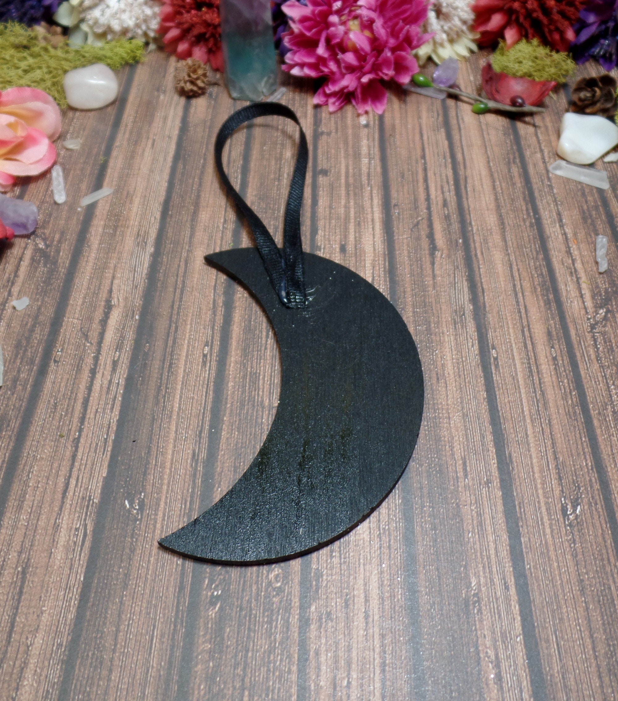 Set of 2 Silver Glitter Crescent Moon Ornaments Wood - Etsy