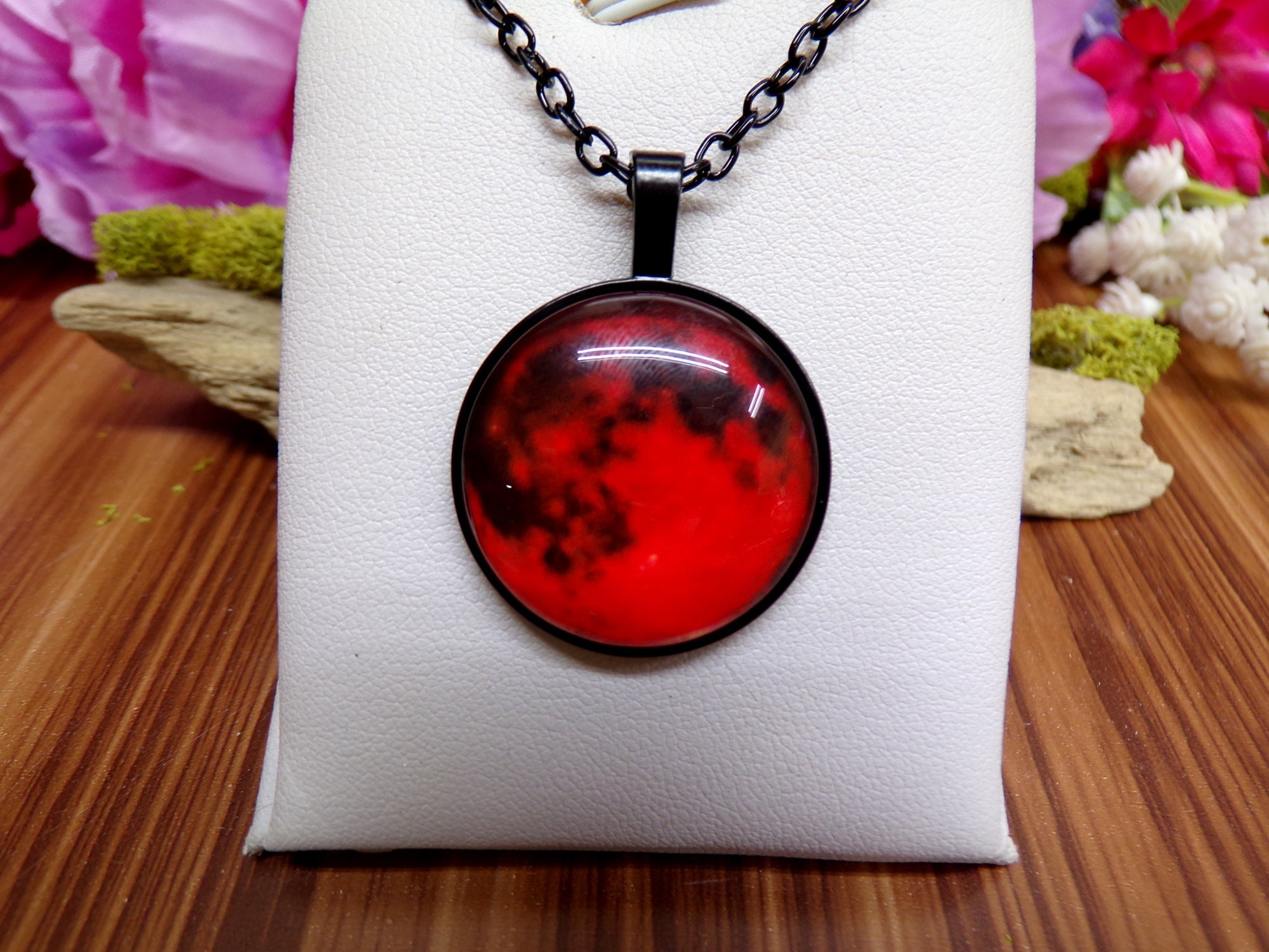Red Full Moon Necklace Blood Moon Necklace Horror Necklace - Etsy