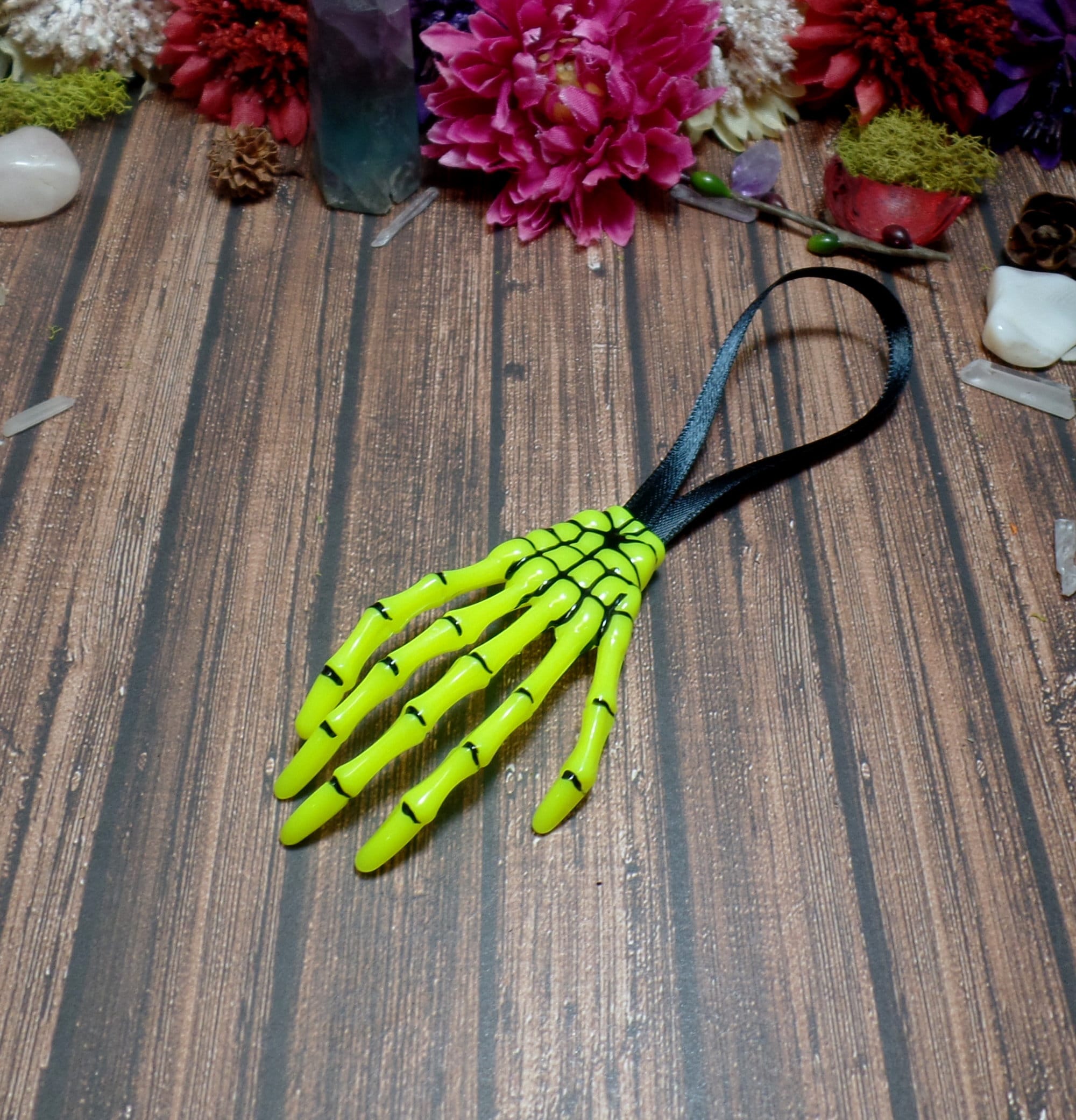 2 Neon Yellow Skeleton Hand Ornaments Pastel Goth | Etsy