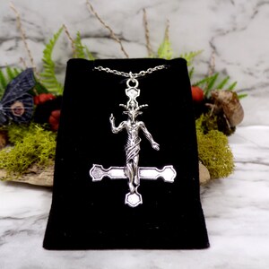 Baphomet Inverted Cross Necklace, Upside Down Cross, Satanic Cross ...