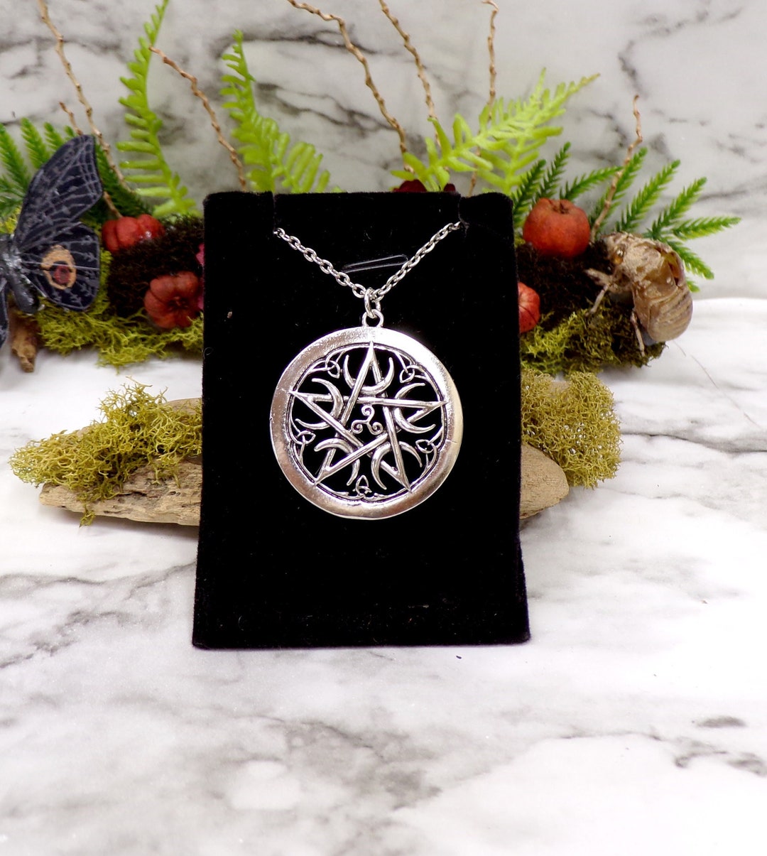 Celtic Moon Pentacle Necklace, Wiccan Necklace, Pagan Necklace ...