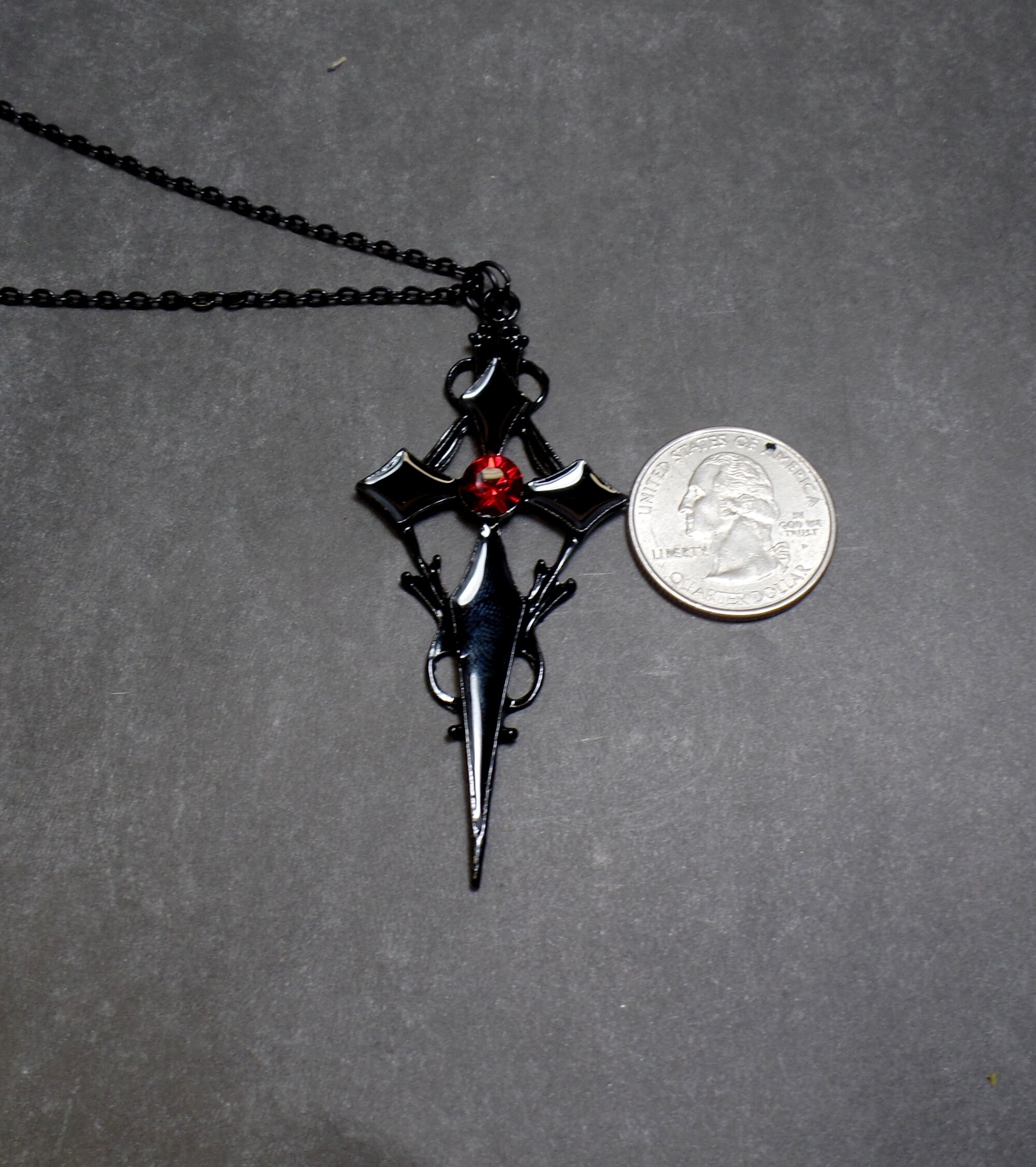 Black Gothic Cross Necklace Red & Black Necklace Red | Etsy