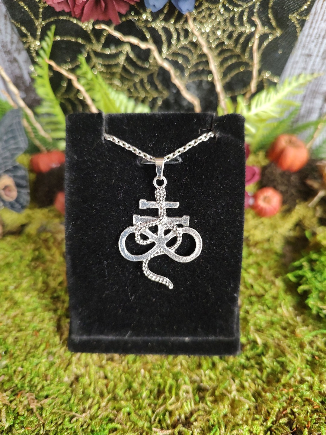 Leviathan Cross Snake Necklace, Sulphur Symbol, Alchemy Jewelry ...