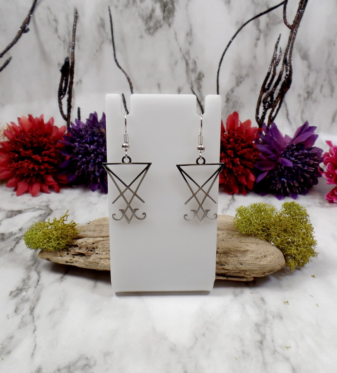 Sigil of Lucifer Earrings, Satan Earrings, Gothic Earrings, Luciferian ...
