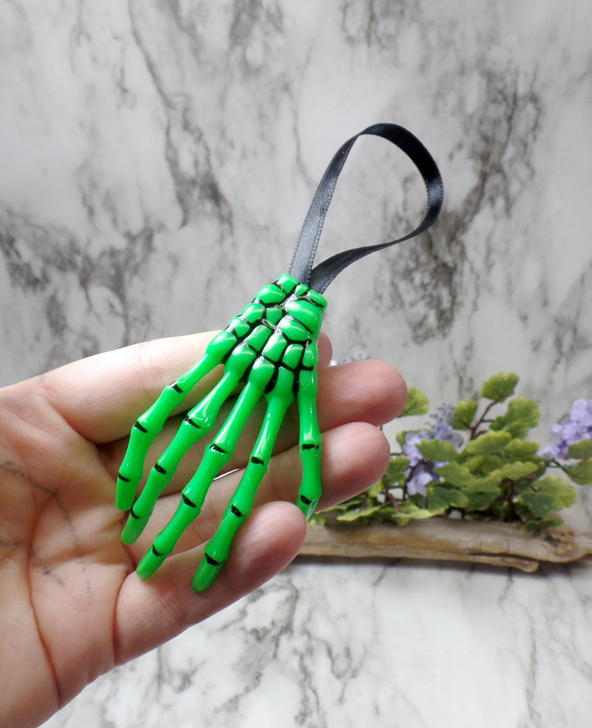 2 Green Skeleton Hand Ornaments Pastel Goth Halloween Tree | Etsy