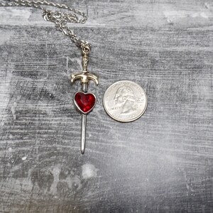 Gothic Sword Heart Necklace Red Heart Necklace Medieval Sword Sword ...