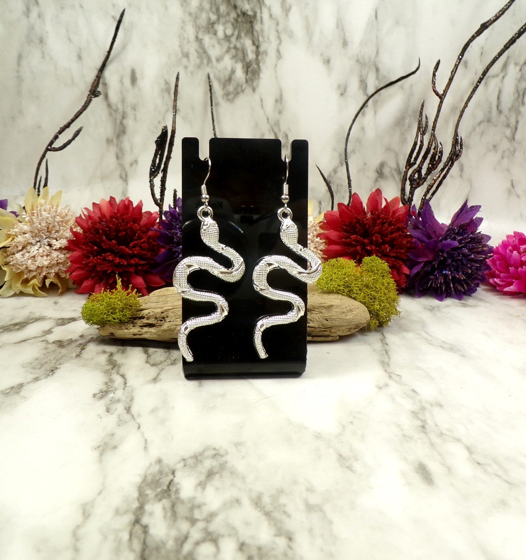 Silver Snake Earrings, Shiny Snakes, Lilith Earrings, Animal Earrings ...